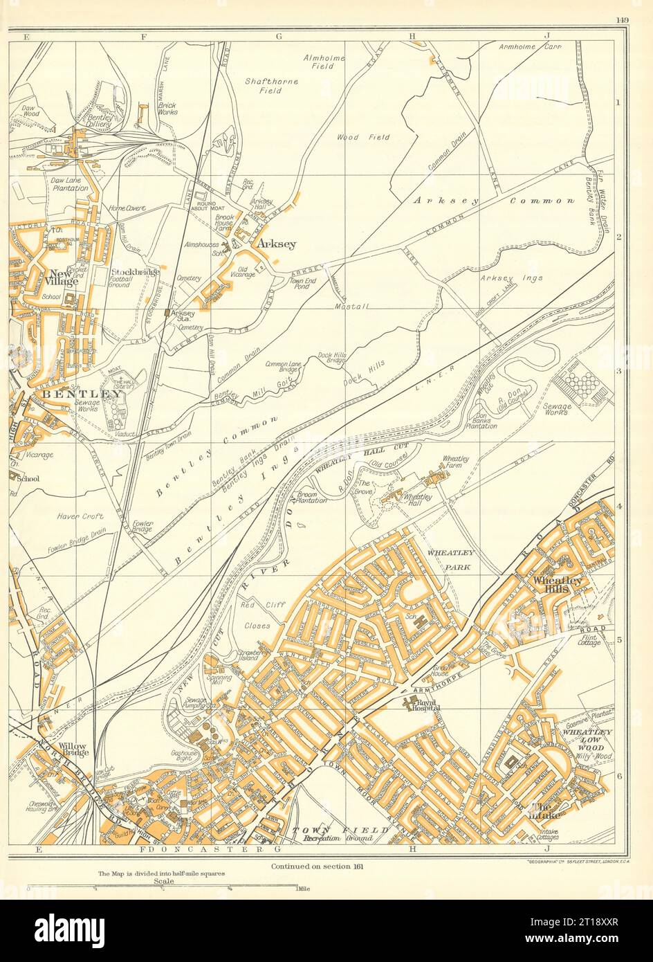 DONCASTER Bentley Intake Willow Bridge Wheatley Hills Arksey 1935 old ...
