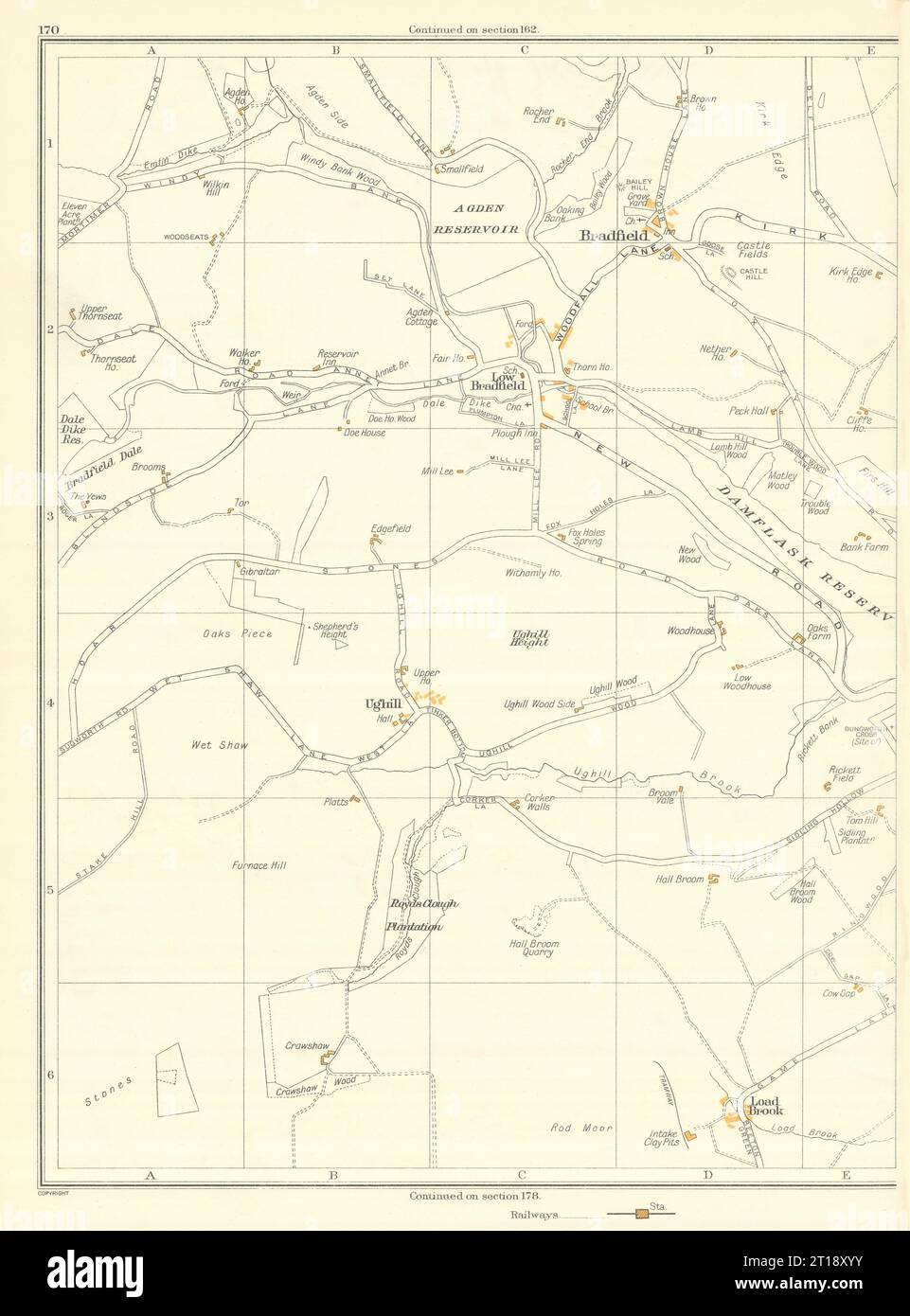 YORKSHIRE High Bradfield Low Bradfield Ughill Load Brook Wet Shaw 1935 ...
