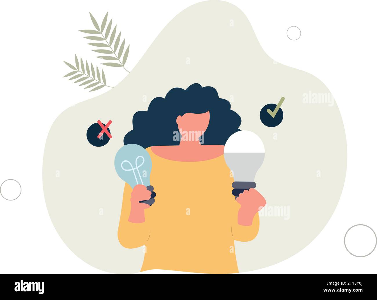 Green Habits . Character Saves Energy Using Led Bulb, Efficient And ...