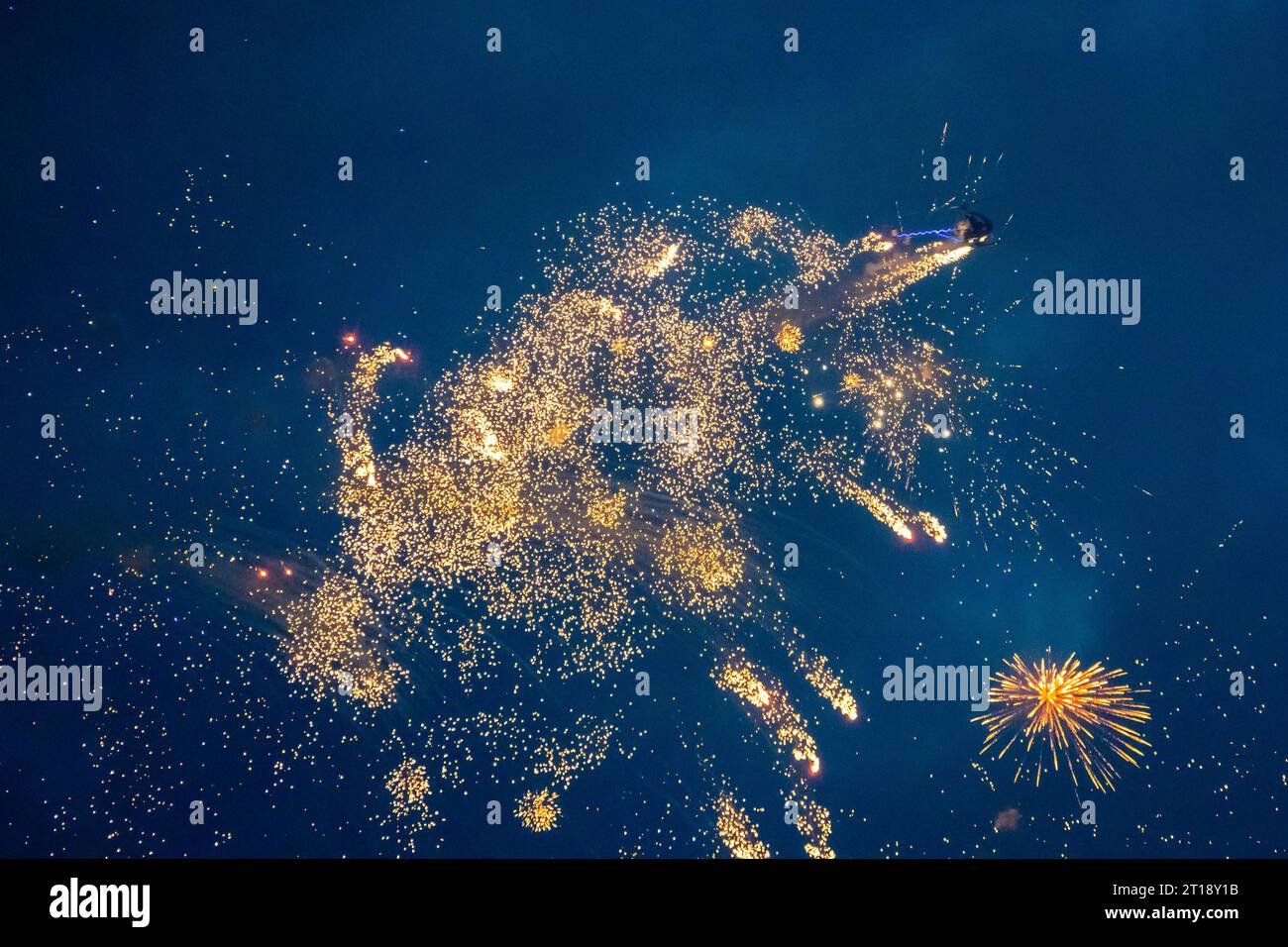 Otto the Helicopter night display using fireworks and LED lights at the ...