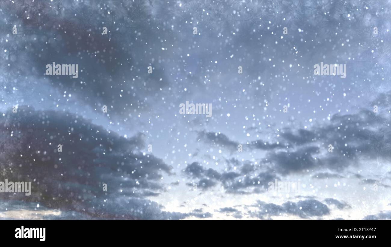 beautiful snowfall on clouds on sky background - photo of nature Stock ...