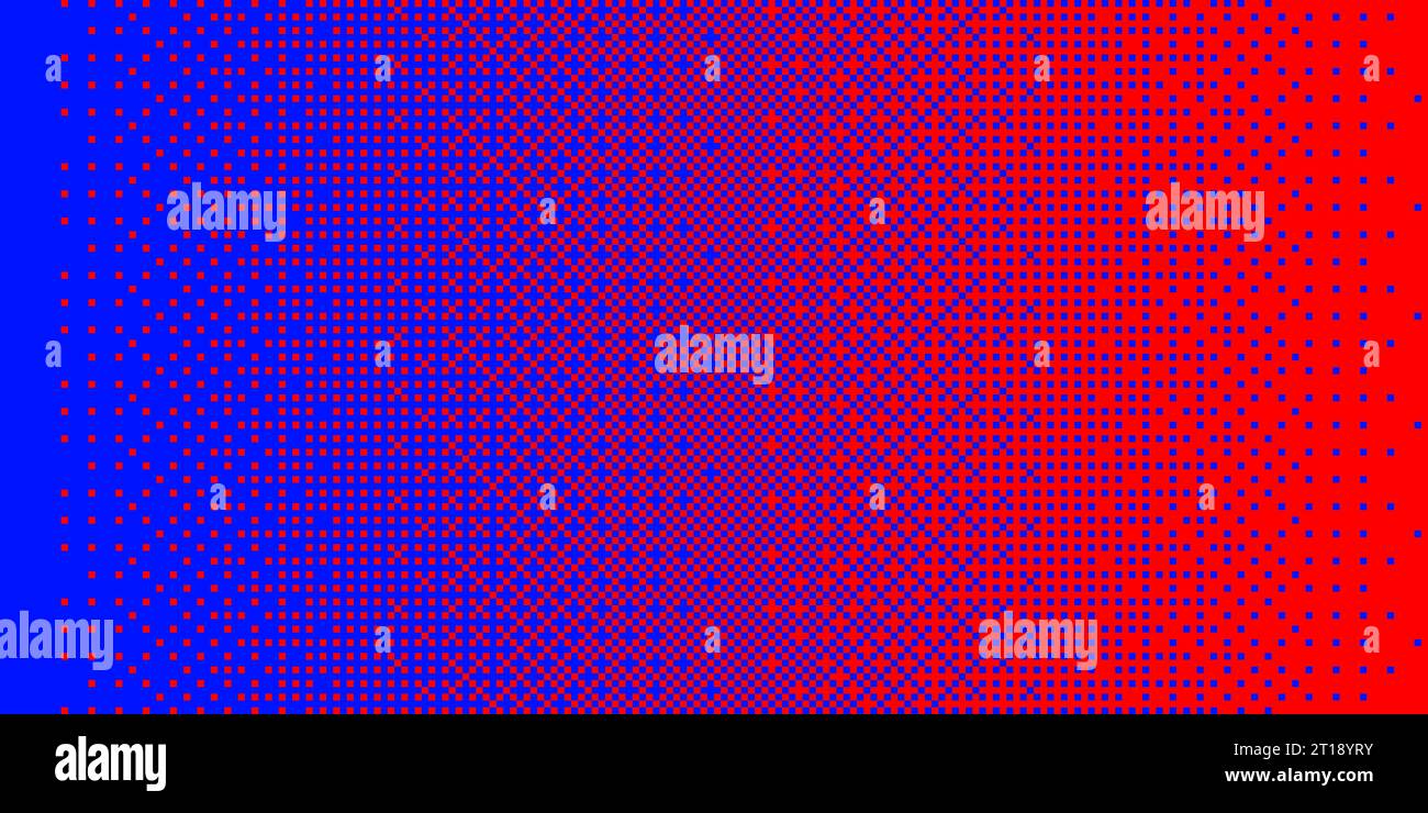 Red fade on blue pixel gradient with dithering. Halftone wave vector ...