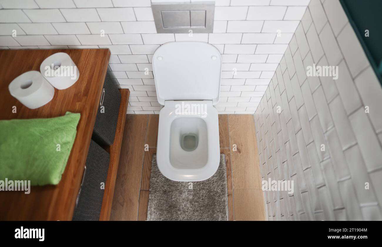 Bathroom with toilet and washbasin. Basic requirements for public ...