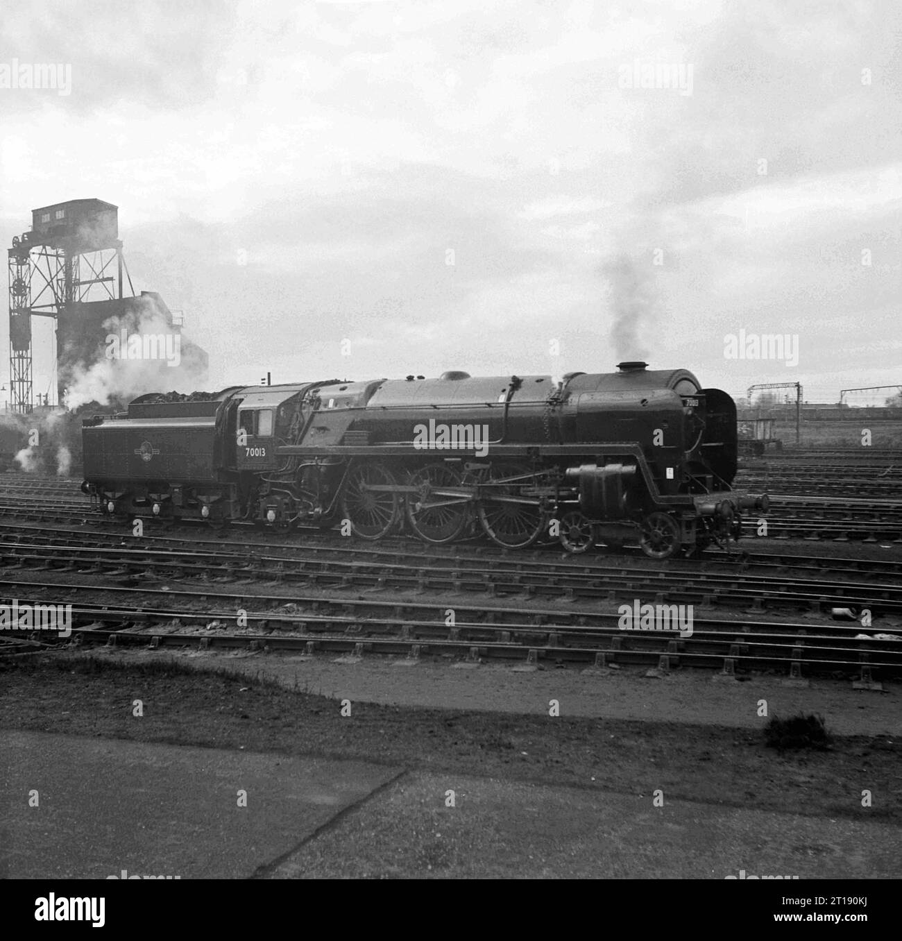 70013 Oliver Cromwell and others at 5A Crewe South loco.70013 had just ...