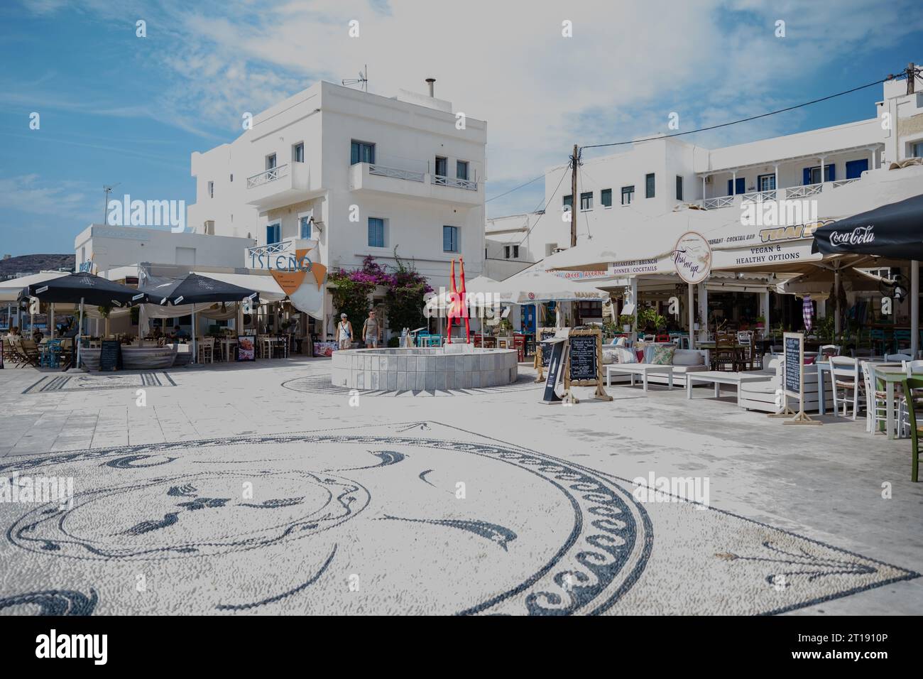 Ios, Greece - September 8, 2023 : View of various restaurants and cafes ...