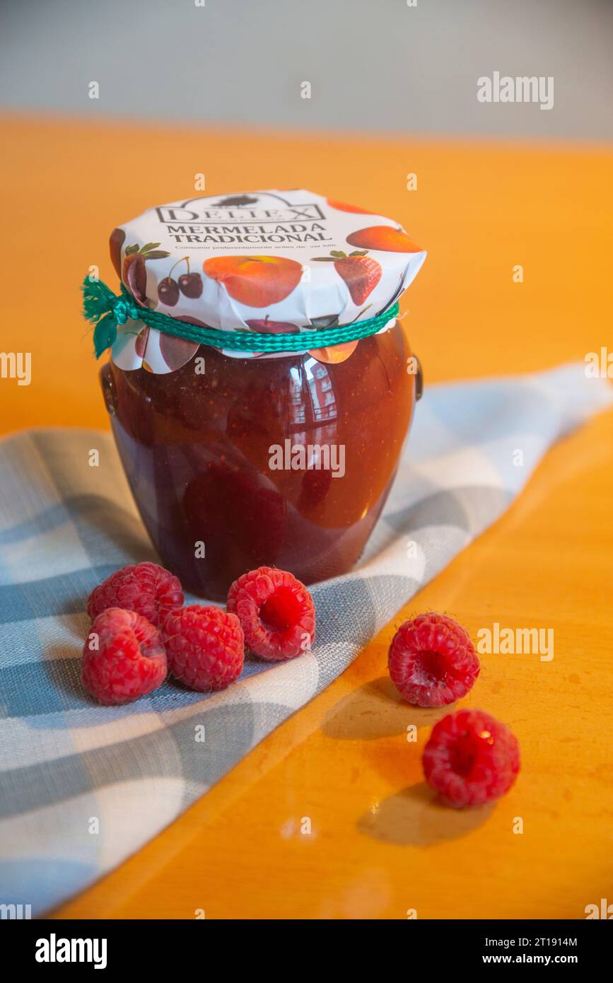 Raspberry jam. Still life Stock Photo - Alamy