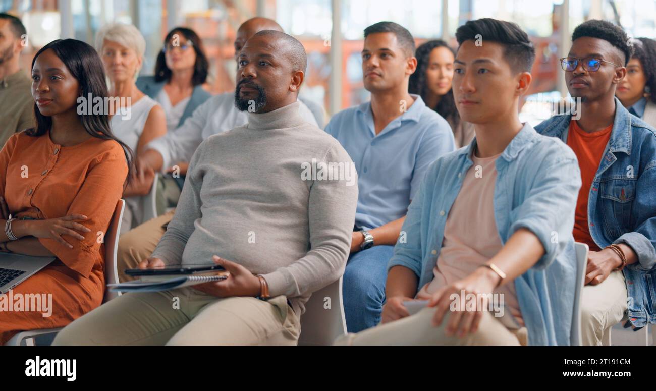 Business people, learning and seminar for training, workshop and ...