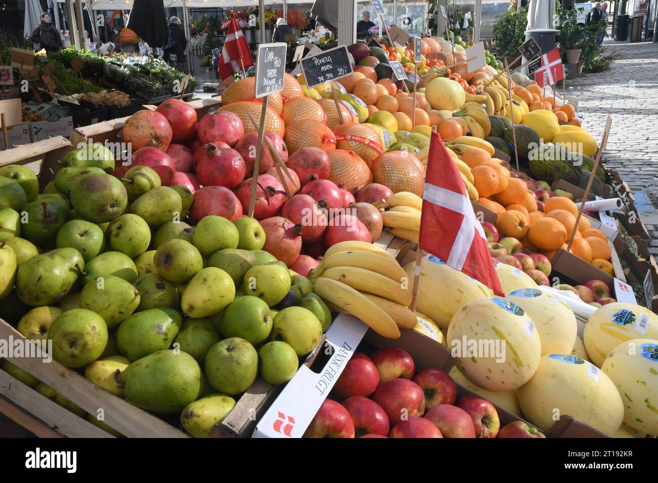 Copenhagen, Denmark /12 October. 2023/Shoppers at farmers, market in ...