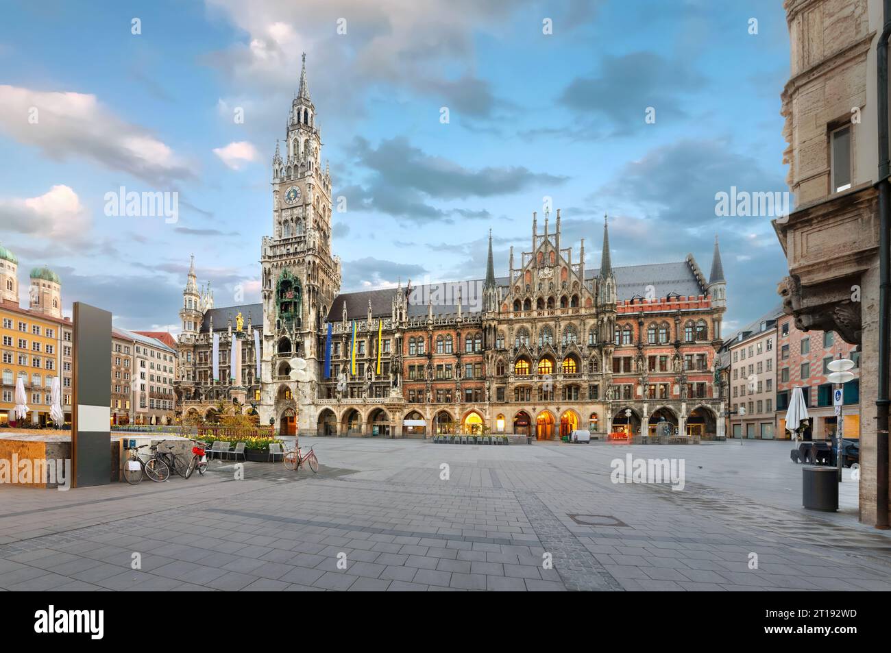 Panoramic view of Neo-Gothic City Hall located on Marienplatz square in ...