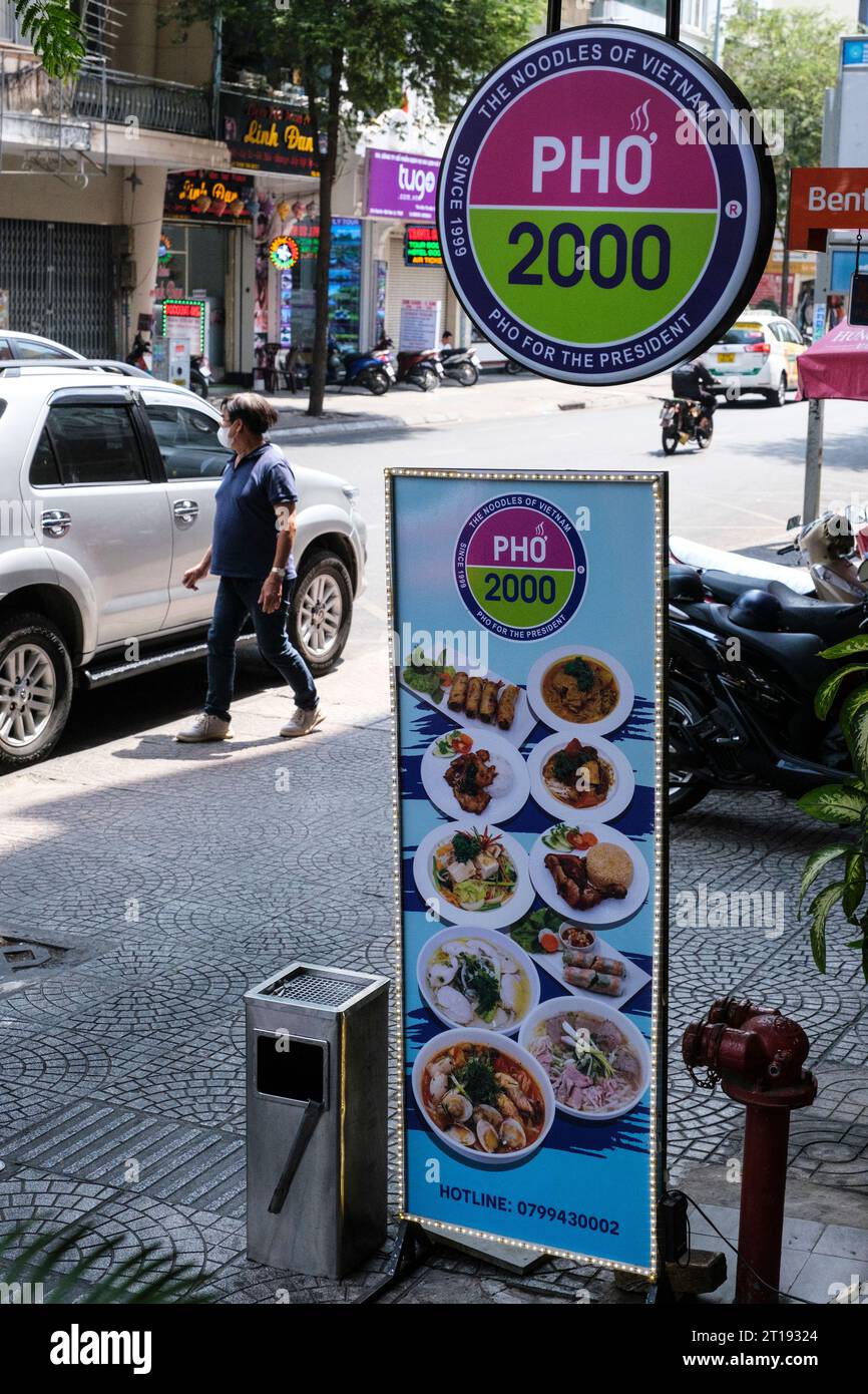 Ho Chi Minh, Vietnam. Street Scene. Sign Advertising Pho Restaurant ...