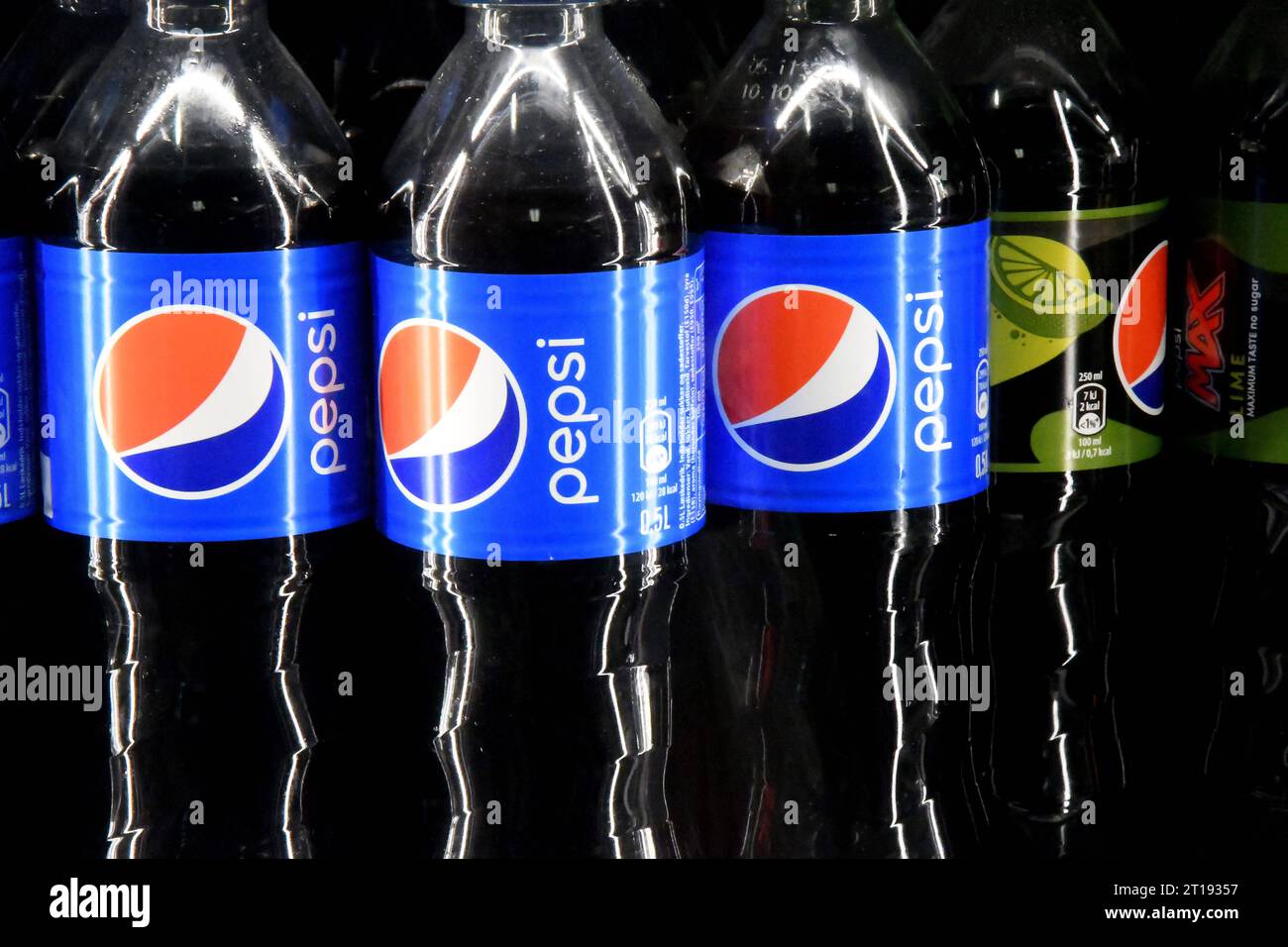 Copenhagen, Denmark /12 October. 2023/. Pepsi cola and max on sale i danish grocery store in ...