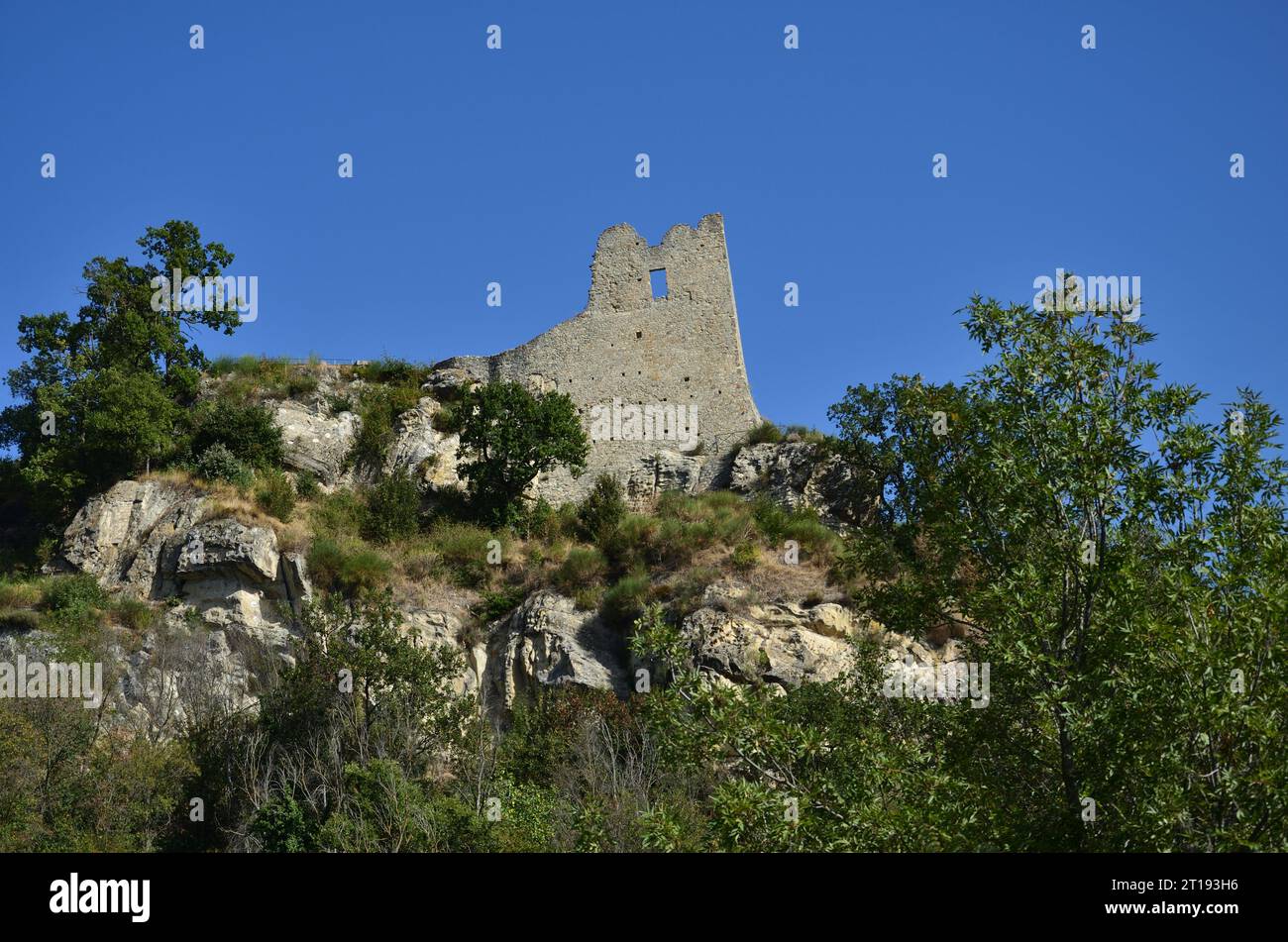 Remains of the Canossa castle located on a cliff in the Reggio Emilia ...