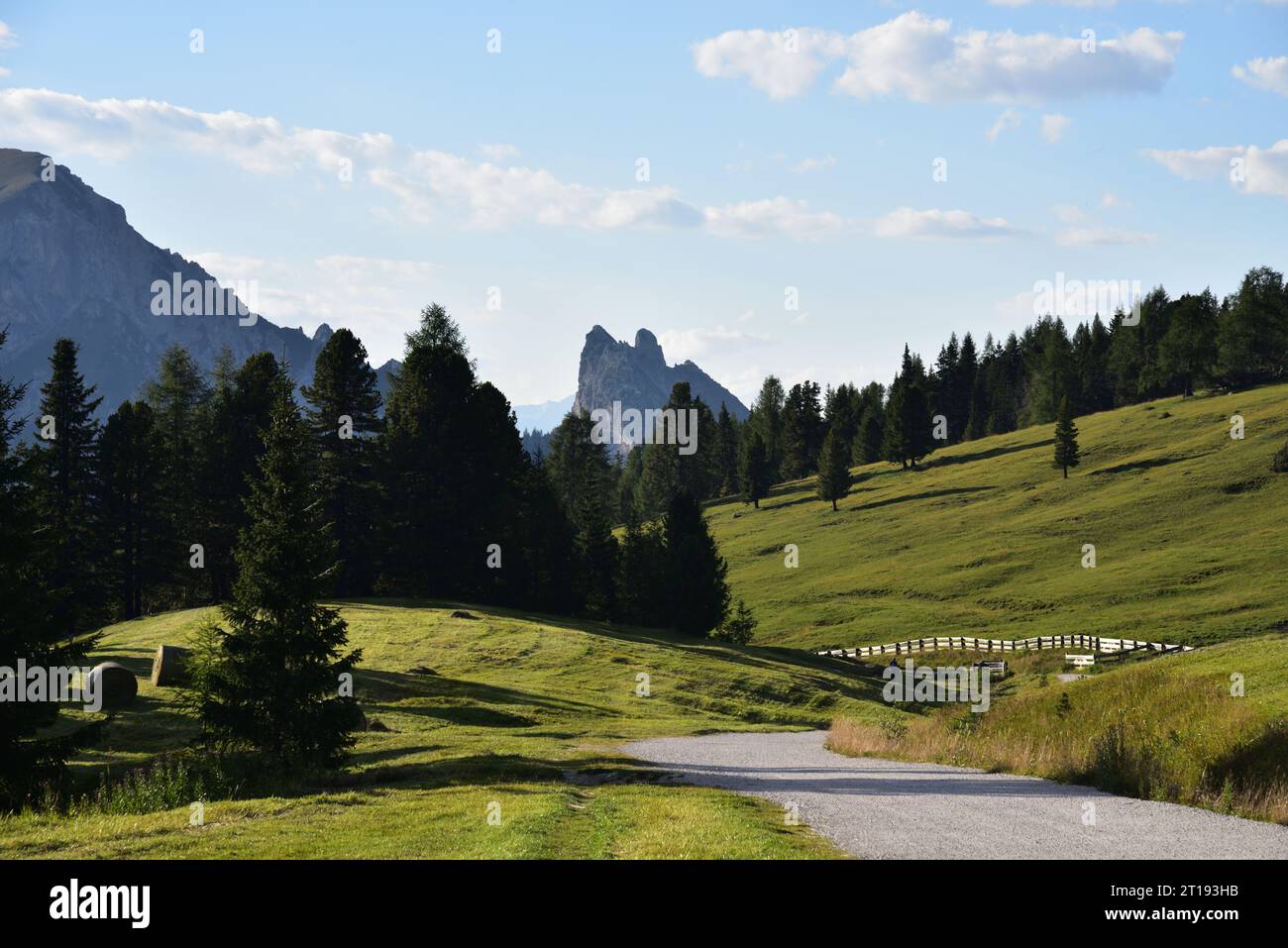 The entrance road to the Prato Piazza plateau, 2000 meters high, with ...