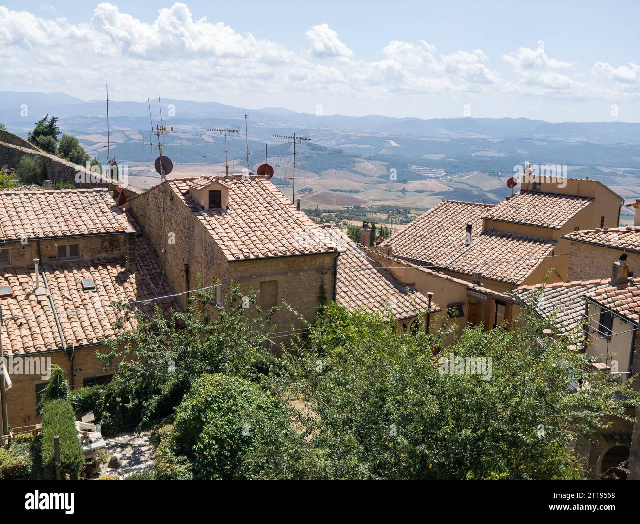 Tuscany, Volterra town skyline, church and panorama view Stock Photo ...