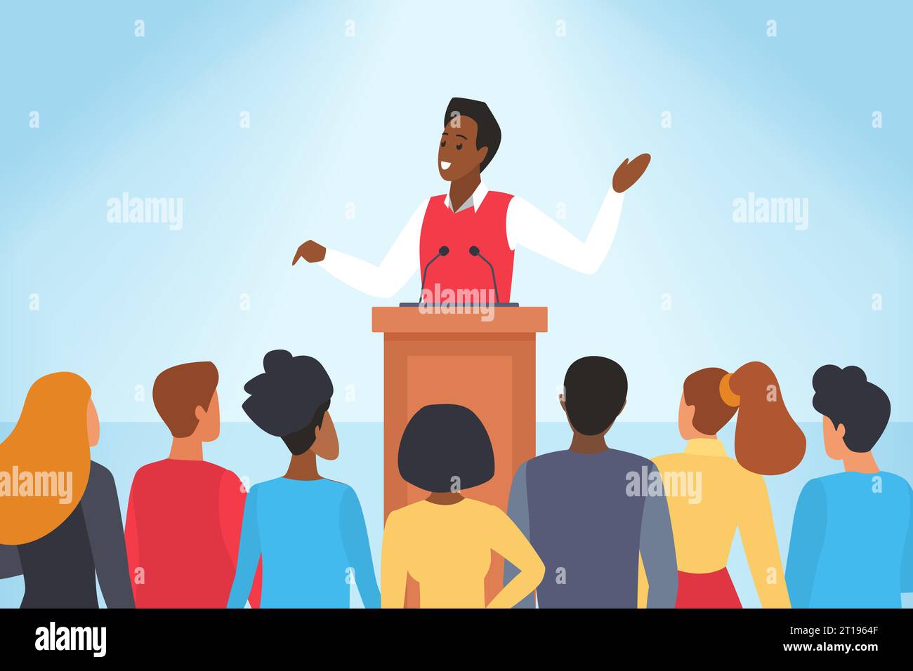 Confident speech of speaker in front of audience vector illustration ...