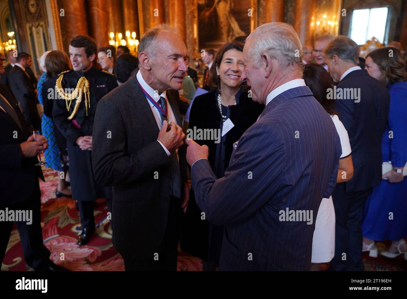 Britain's King Charles III talks to Tim Berners-Lee and his wife ...