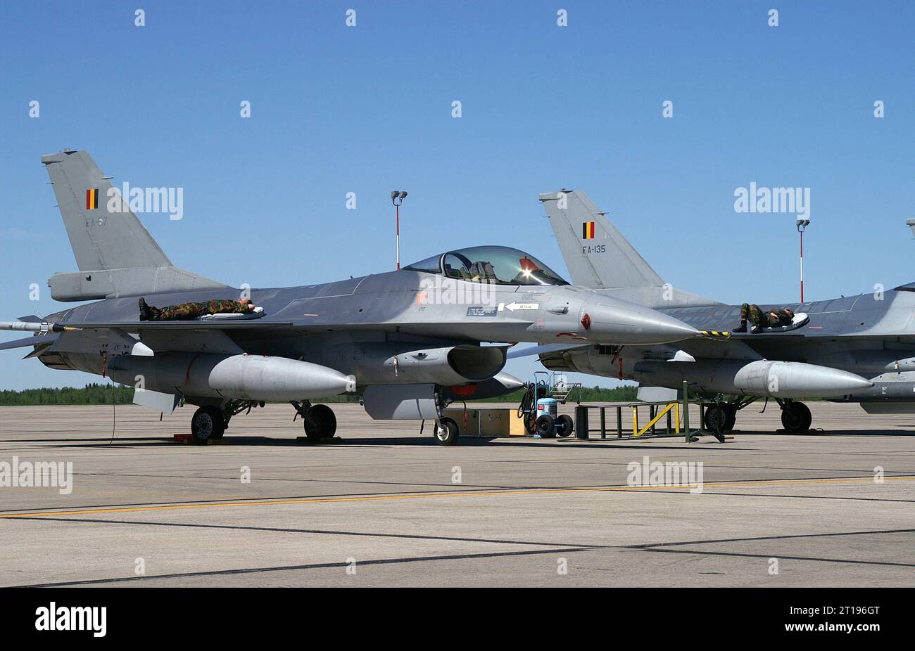 Ein Kampfflugzeug vom Typ Lockheed Martin F-16 Fighting Falcon der ...