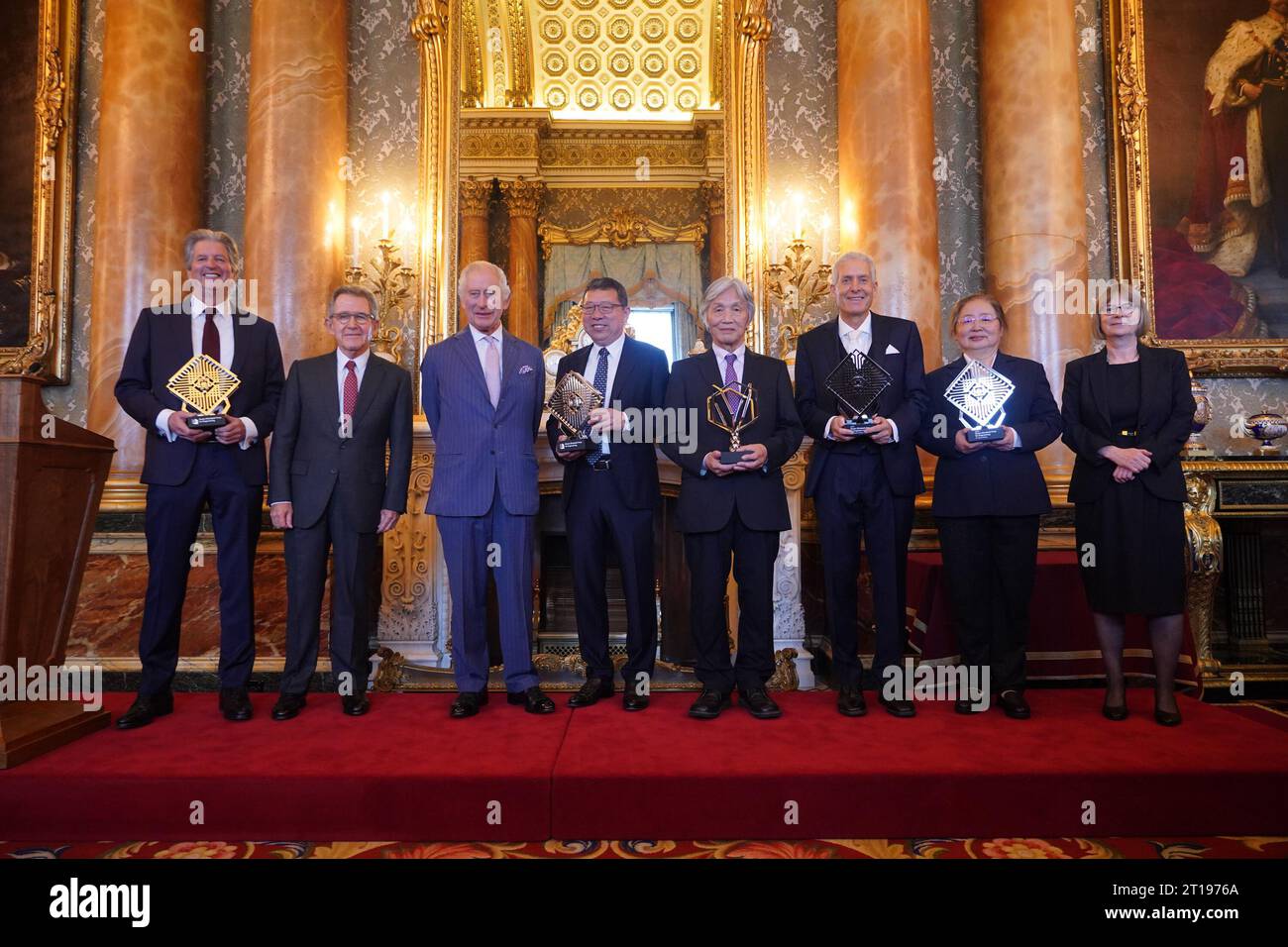 King Charles III stands with the 2022 and 2023 Queen Elizabeth Prize ...