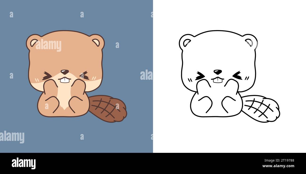 Cute Beaver Clipart for Coloring Page and Illustration. Happy Clip Art ...