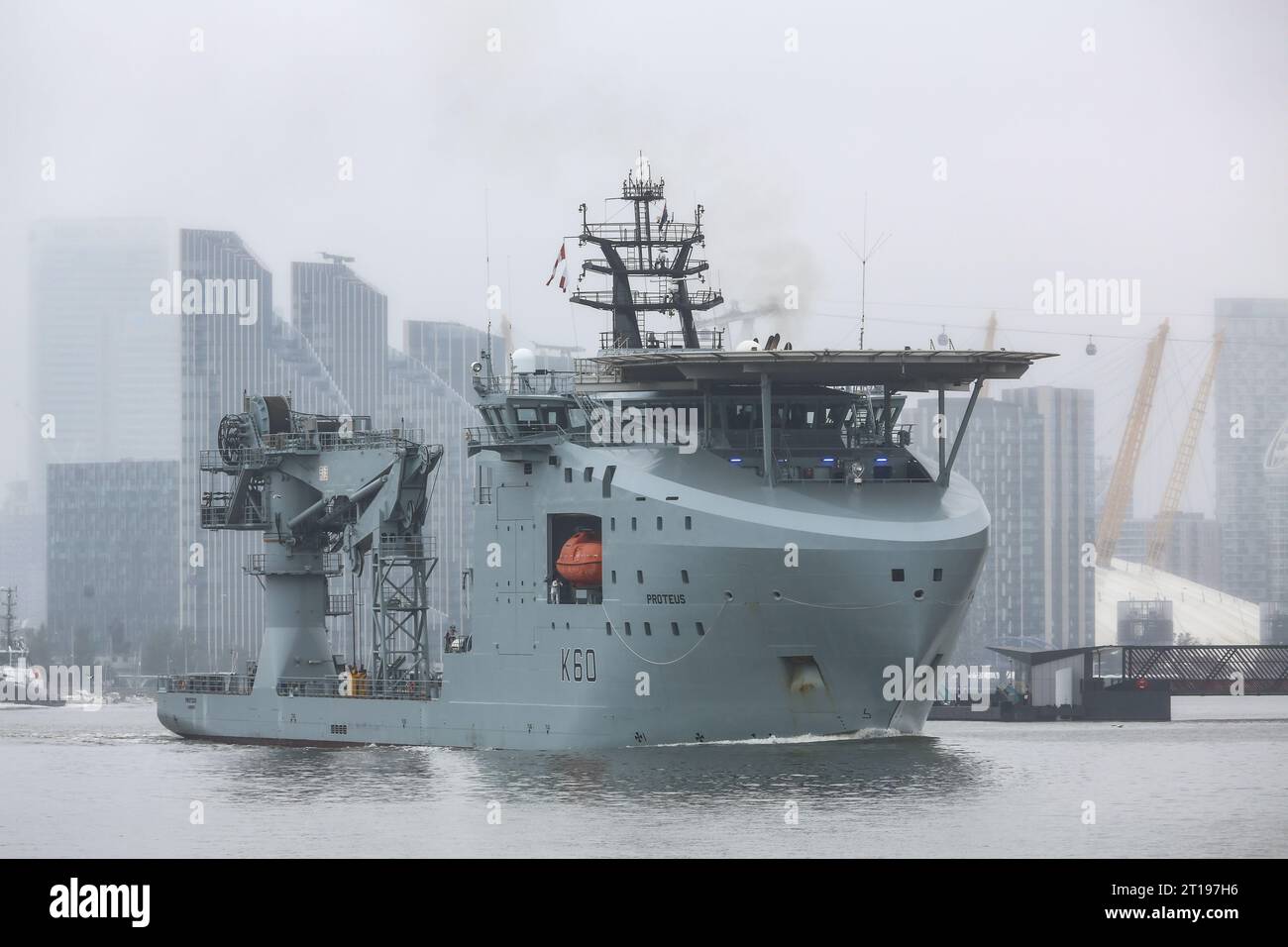 London, United Kingdom. 12th October 2023. RFA Proteus pictured heading ...