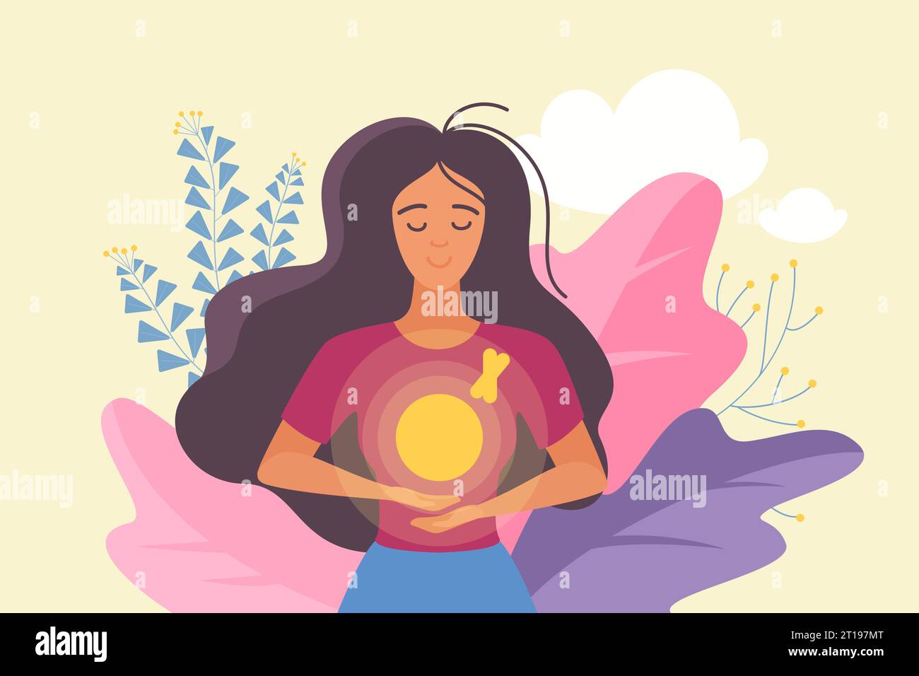 Mental health, optimism and healthy wellbeing vector illustration ...
