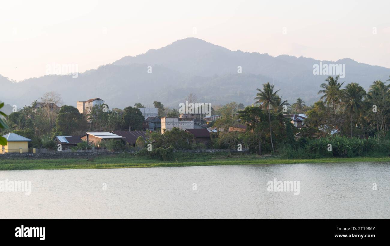 Beautiful landscape of rivers and mountains in Benteng Pinrang village ...