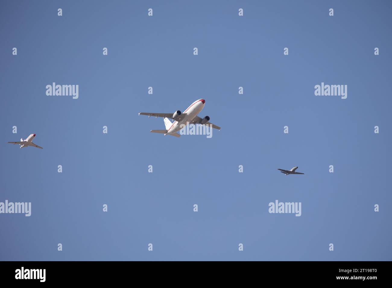 Madrid, Spain. 12th Oct 2023. The Eagle Patrol of Air Force flying over ...