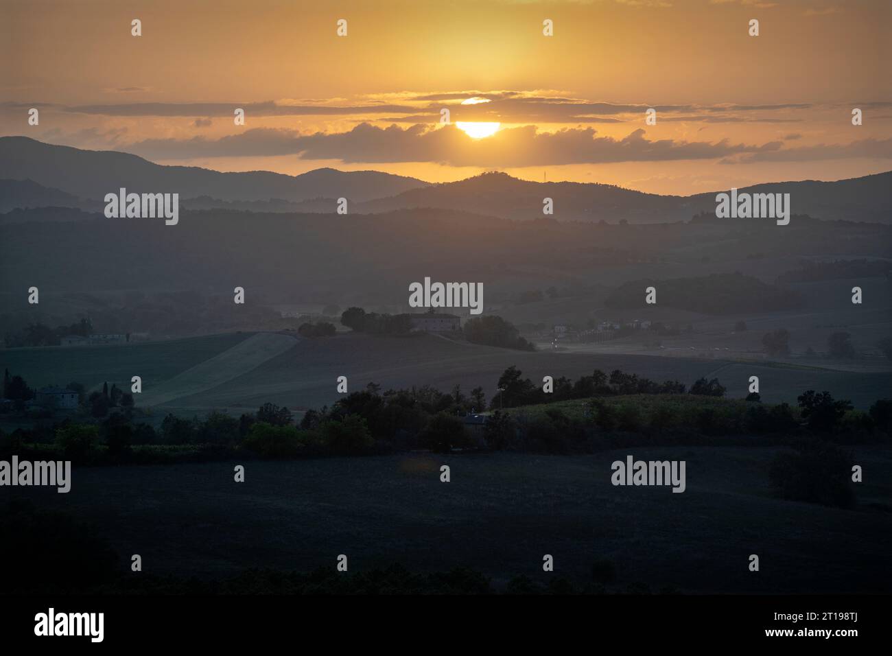 Tuscany Landscape Italy September 2023 Sunset over Tuscany, Italy ...