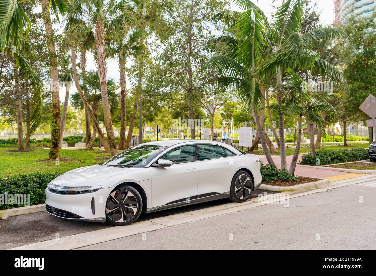 Miami Beach, FL, USA - October 11, 2023: Photo of a Lucid Electric car ...