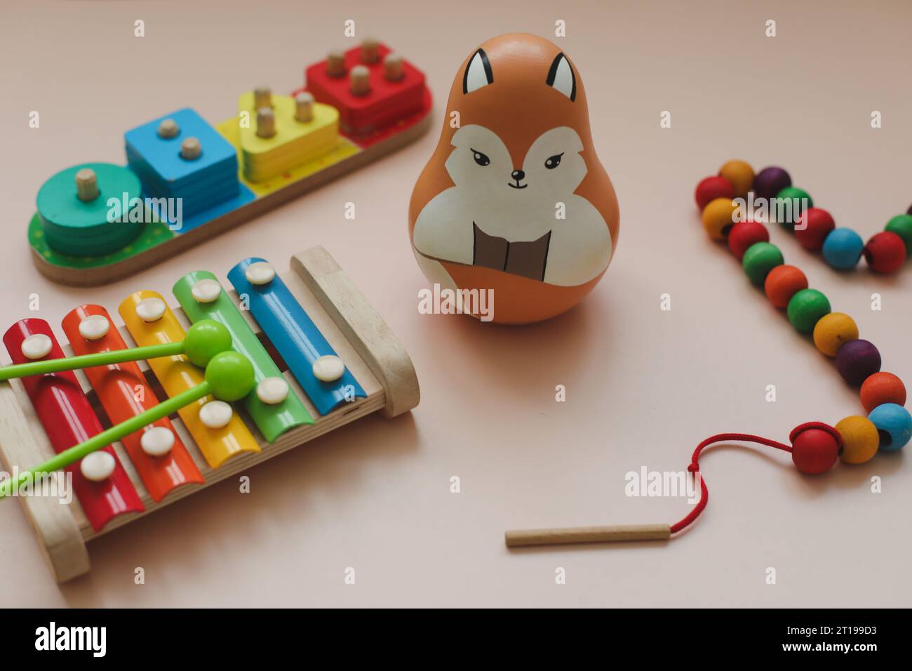 Bright musical instruments for children, colorful xylophone. Sorter ...