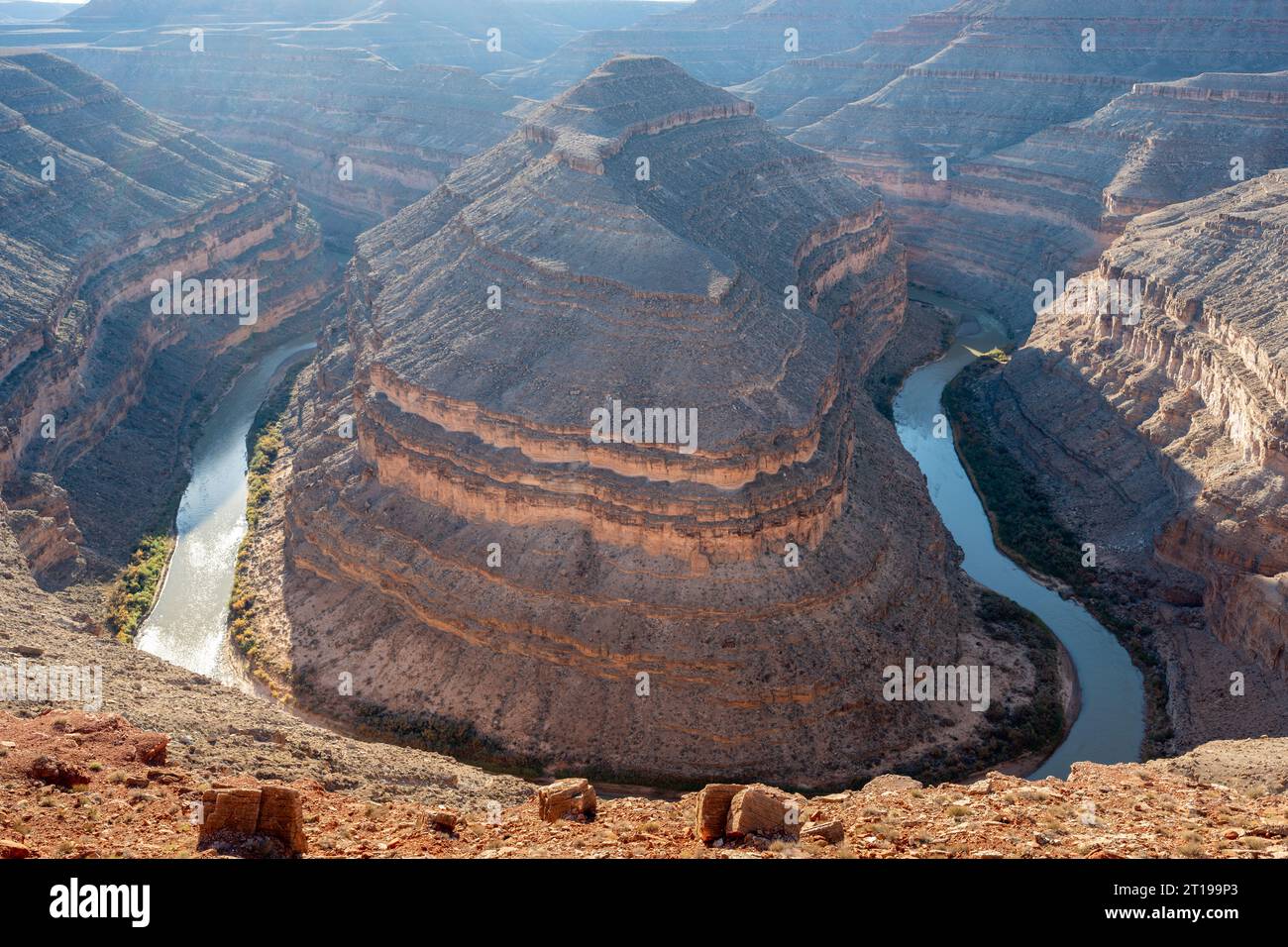 Aerial view of deep meander of San Juan River, Goosenecks State Park ...