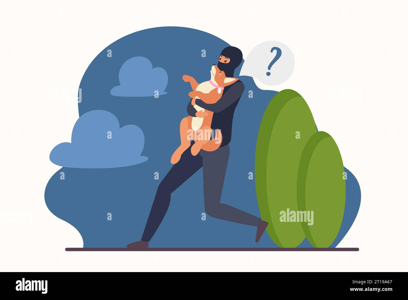 Thief stealing pet vector illustration. Cartoon male criminal burglar ...