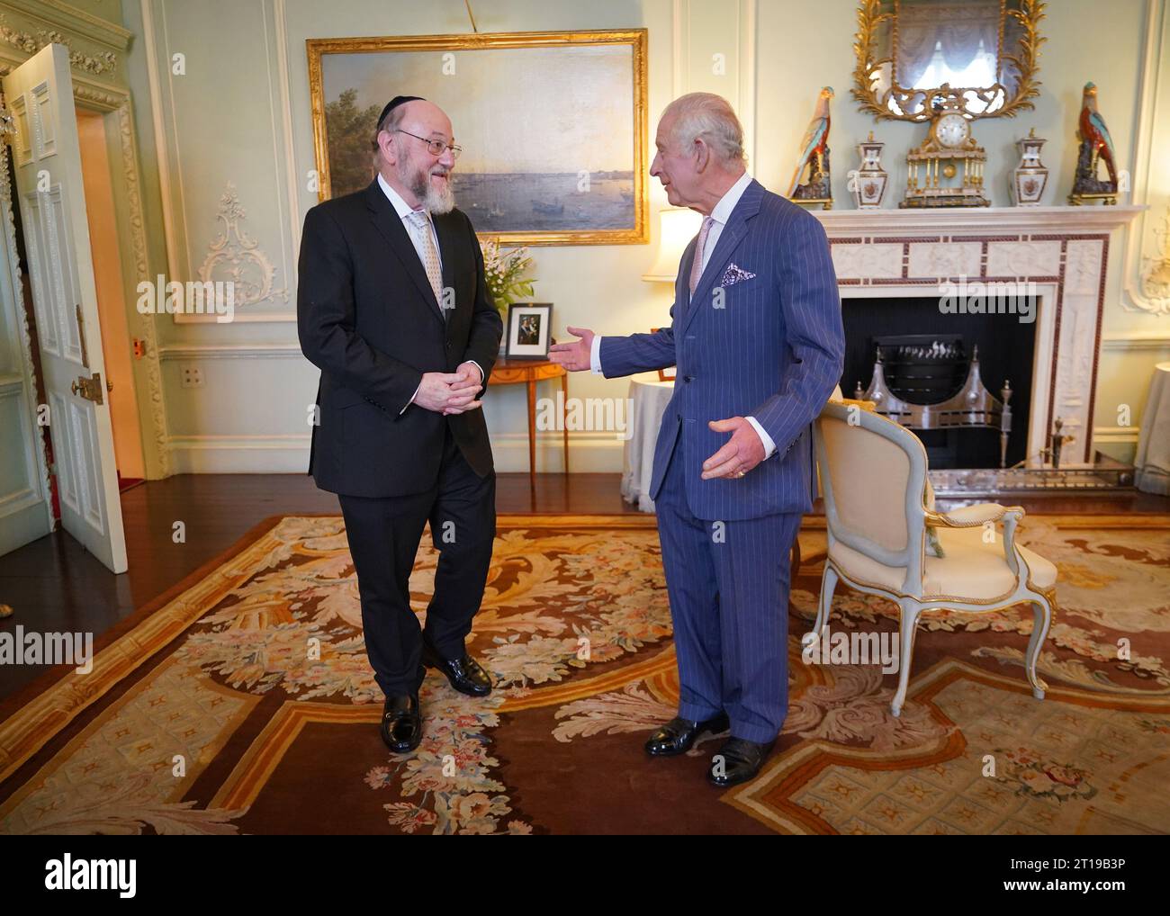 King Charles II receives Chief Rabbi Sir Ephraim Mirvis during an ...
