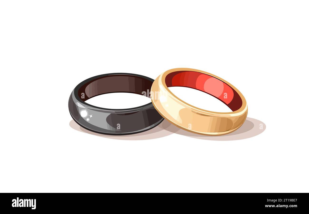 Wedding ring flat cartoon isolated on white background. Vector ...