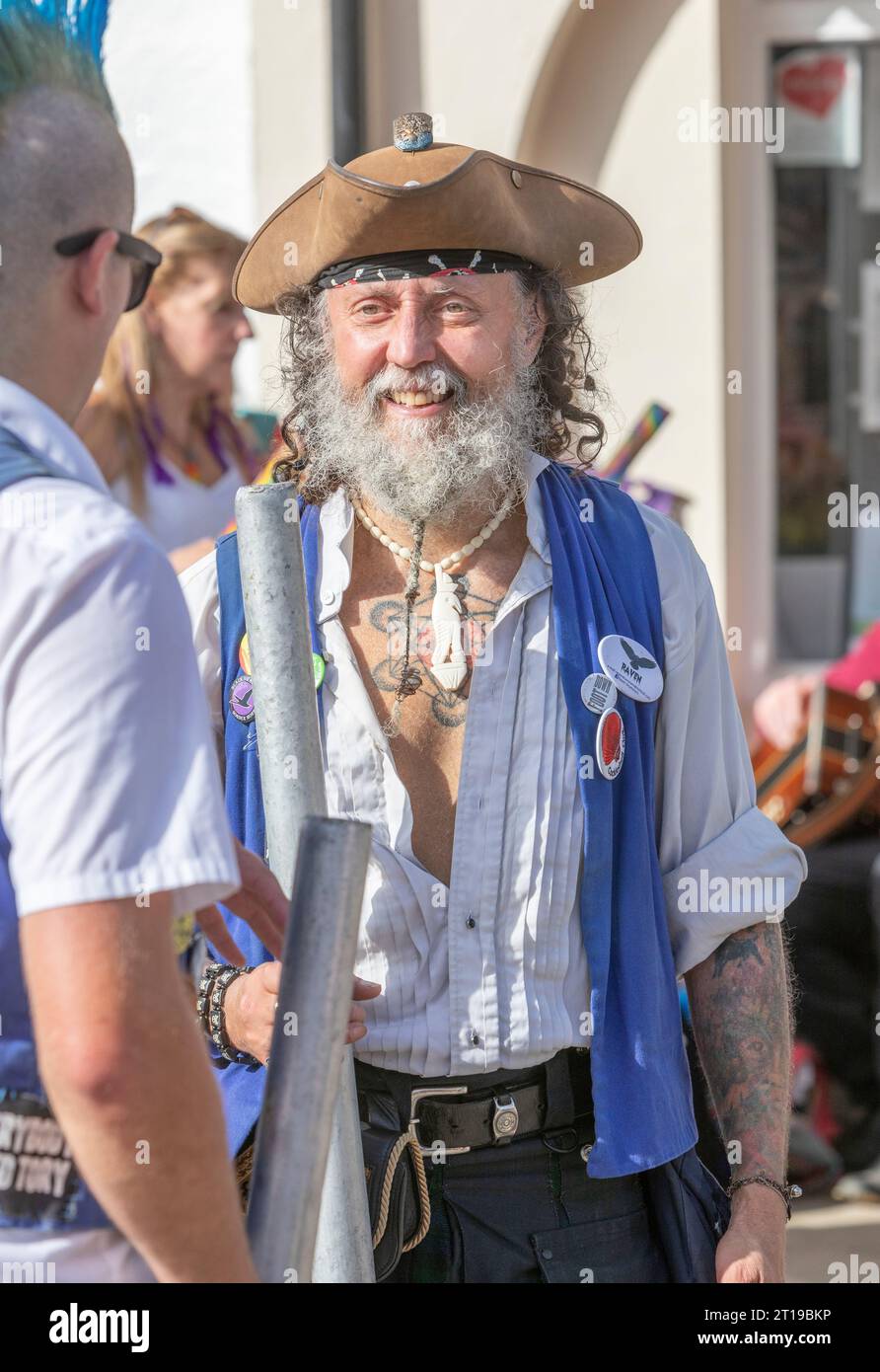 A bearded Morris Dancer wearing a pirates hat at the Tenterden Folk ...