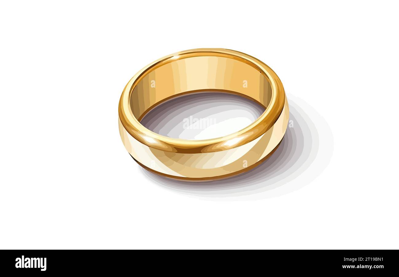 Gold ring flat cartoon isolated on white background. Vector ...