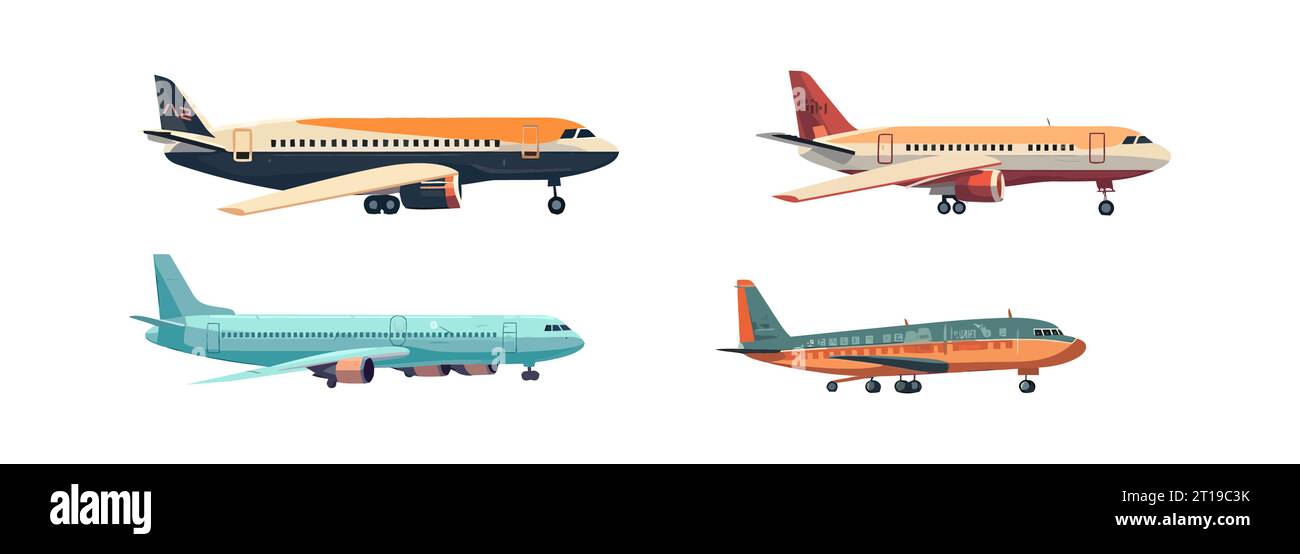 Airplane flat cartoon isolated on white background. Vector illustration ...