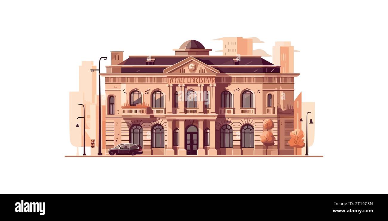 Old villa house flat cartoon isolated on white background. Vector ...