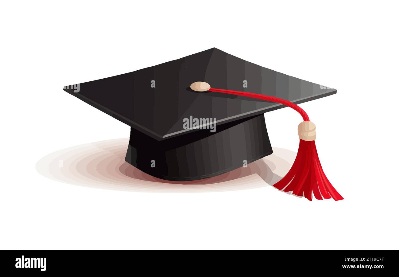 Graduation cap flat cartoon isolated on white background. Vector ...