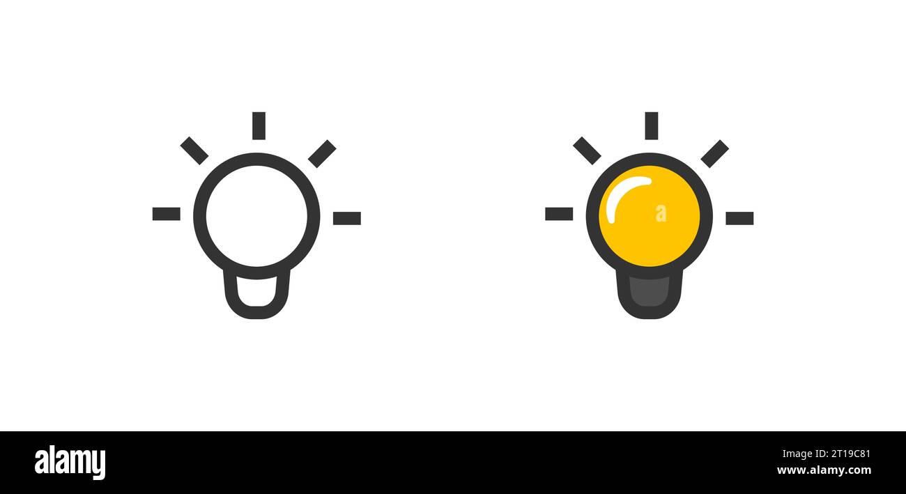 Light bulb lamp line black and flat icon. Idea symbols. Vector isolated ...
