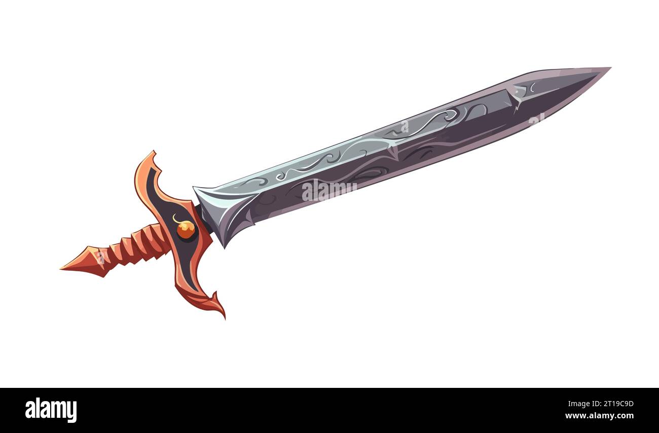 Fantasy sword flat cartoon isolated on white background. Vector ...