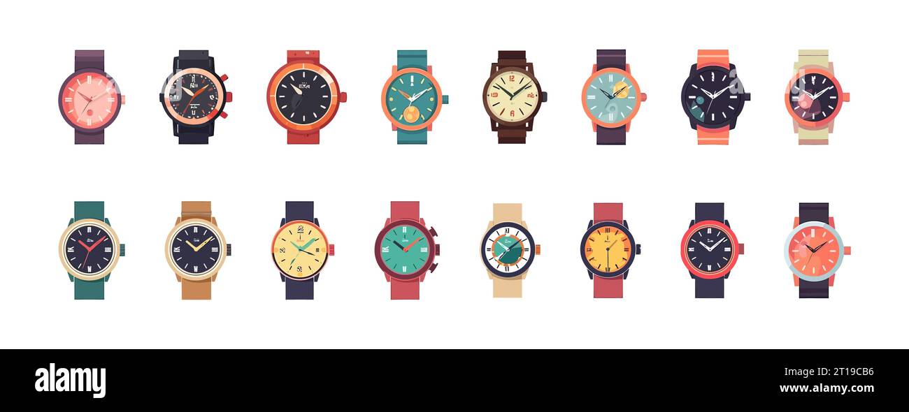 Watch flat cartoon isolated on white background. Vector isolated ...