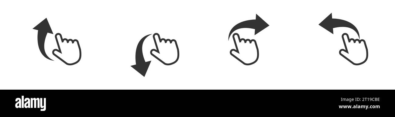 Swipe and scroll symbol. Hand finger with arrow set icons. Right, left ...