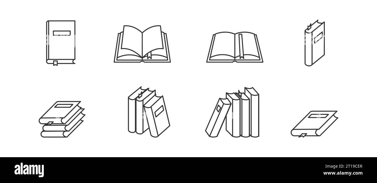 Book line icon set. Isolated textbook sign on white background. Vector ...