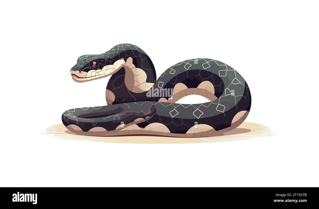 Snake flat cartoon isolated on white background. Vector illustration ...