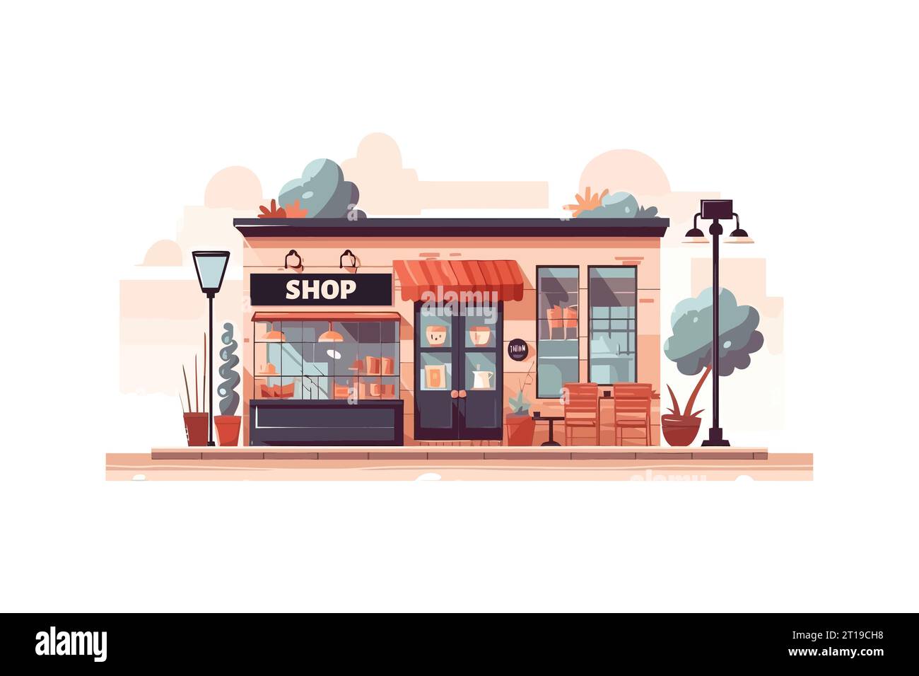 Shop building flat cartoon isolated on white background. Vector ...