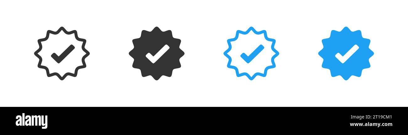Blue Checkmark Verification Icon Set Check Mark Tick Isolated Sign