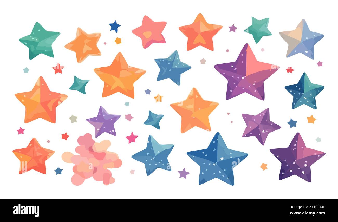 Stars flat cartoon isolated on white background. Vector illustration ...