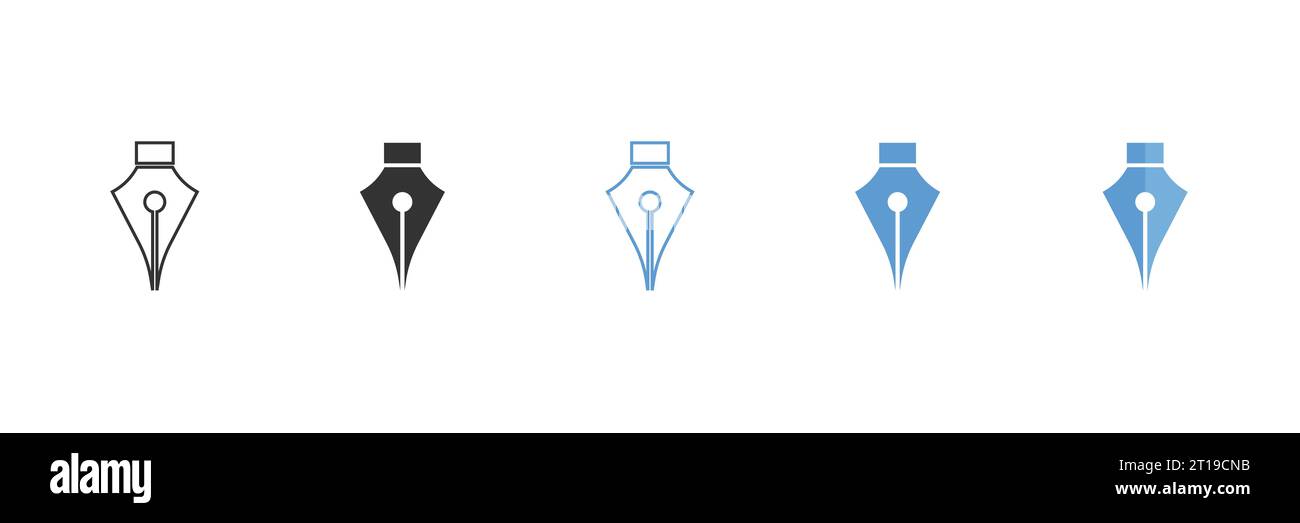 Pen nib ink icon set. Vector isolated illustration Stock Vector Image ...