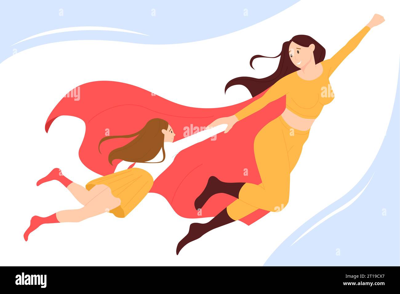 Mom superhero and motherhood vector illustration. Cartoon young mother ...